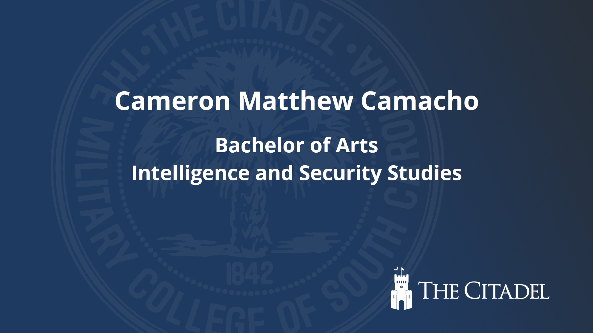Cameron Matthew Camacho - The Citadel Commencement