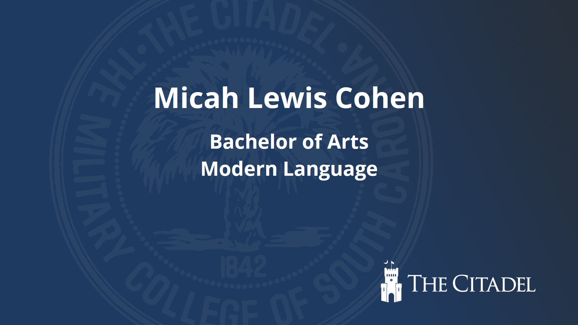 Micah Lewis Cohen - The Citadel Commencement