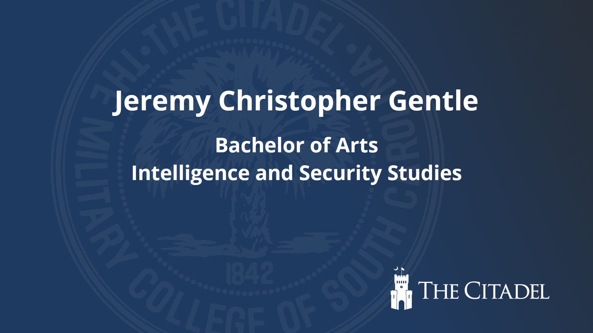Jeremy Christopher Gentle - The Citadel Commencement