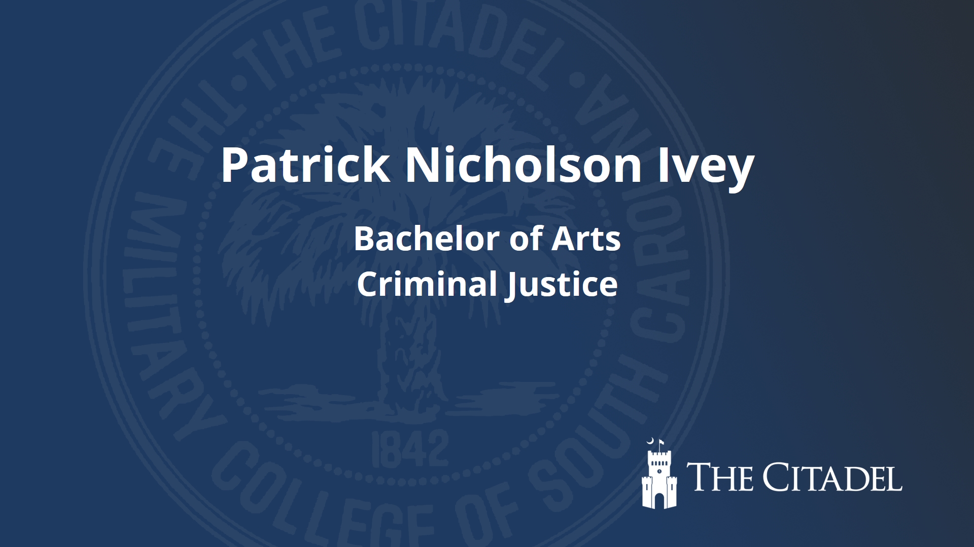 Patrick Nicholson Ivey - The Citadel Commencement