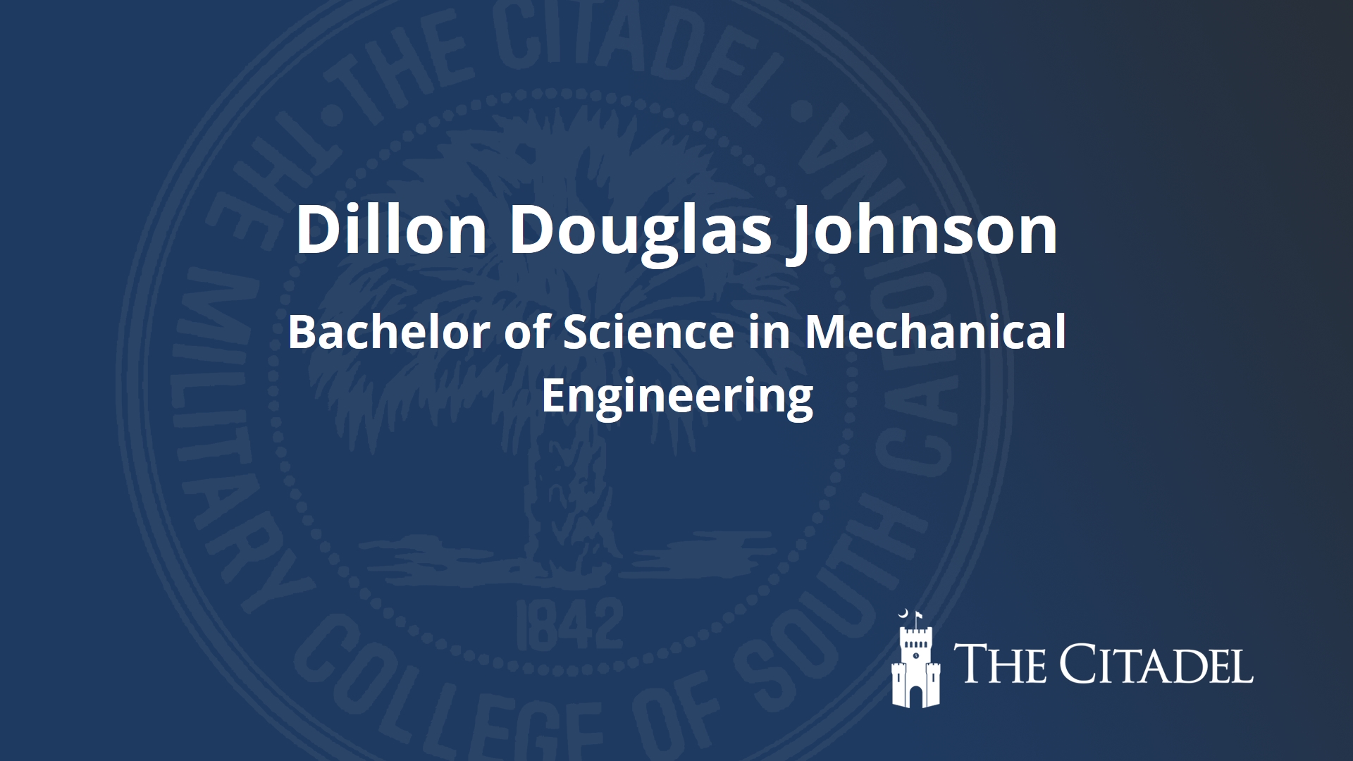 Dillon Douglas Johnson - The Citadel Commencement