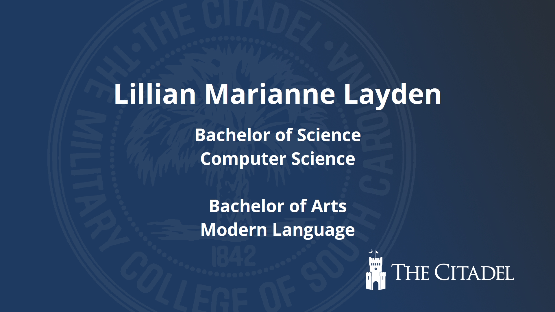 Lillian Marianne Layden - The Citadel Commencement