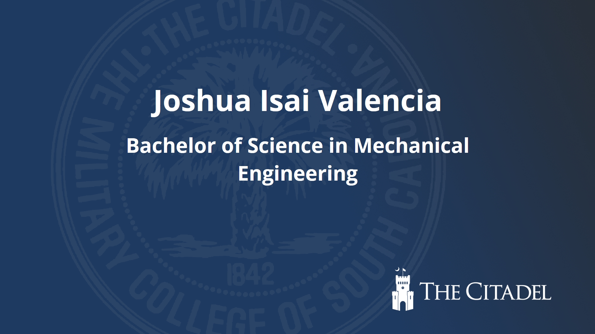 Joshua Isai Valencia - The Citadel Commencement