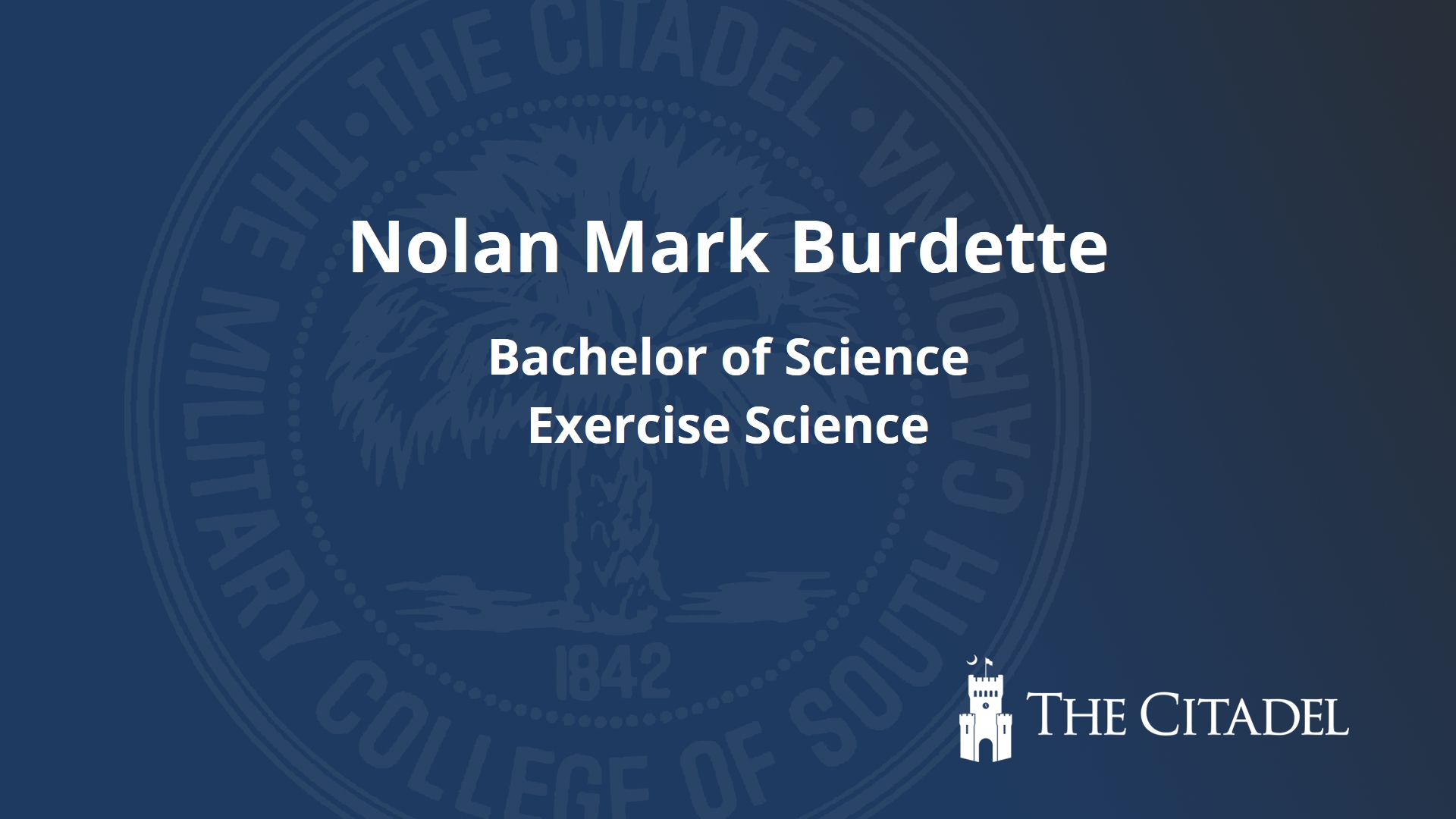 Nolan Mark Burdette - The Citadel Commencement