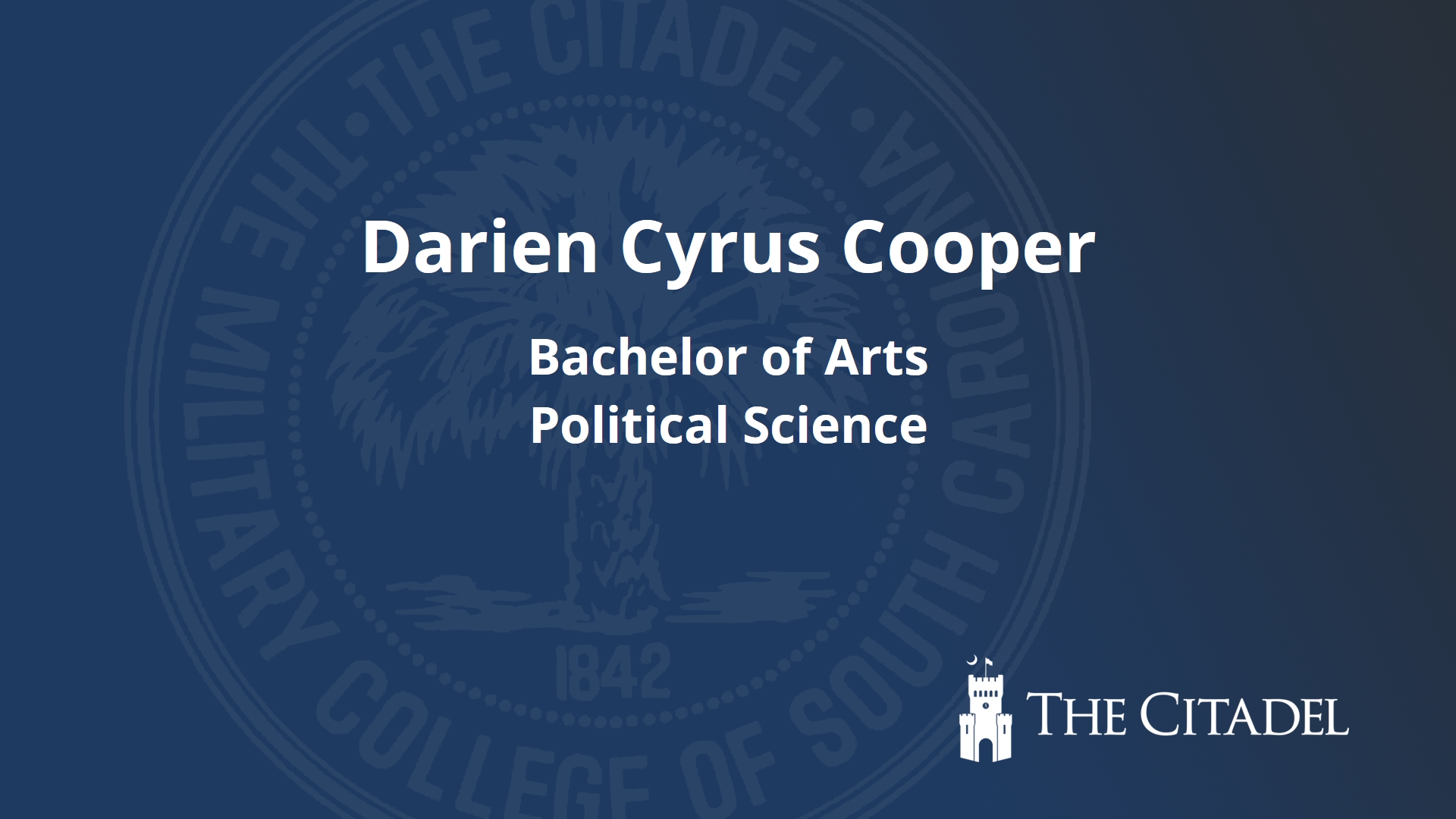Darien Cyrus Cooper - The Citadel Commencement 2024