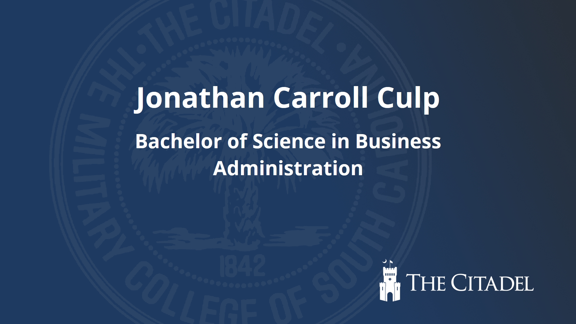 Jonathan Carroll Culp - The Citadel Commencement