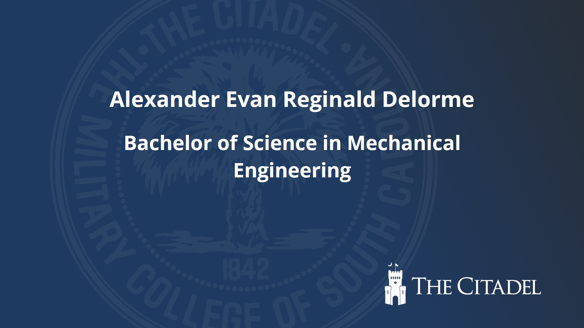 Alexander Evan Reginald Delorme - The Citadel Commencement