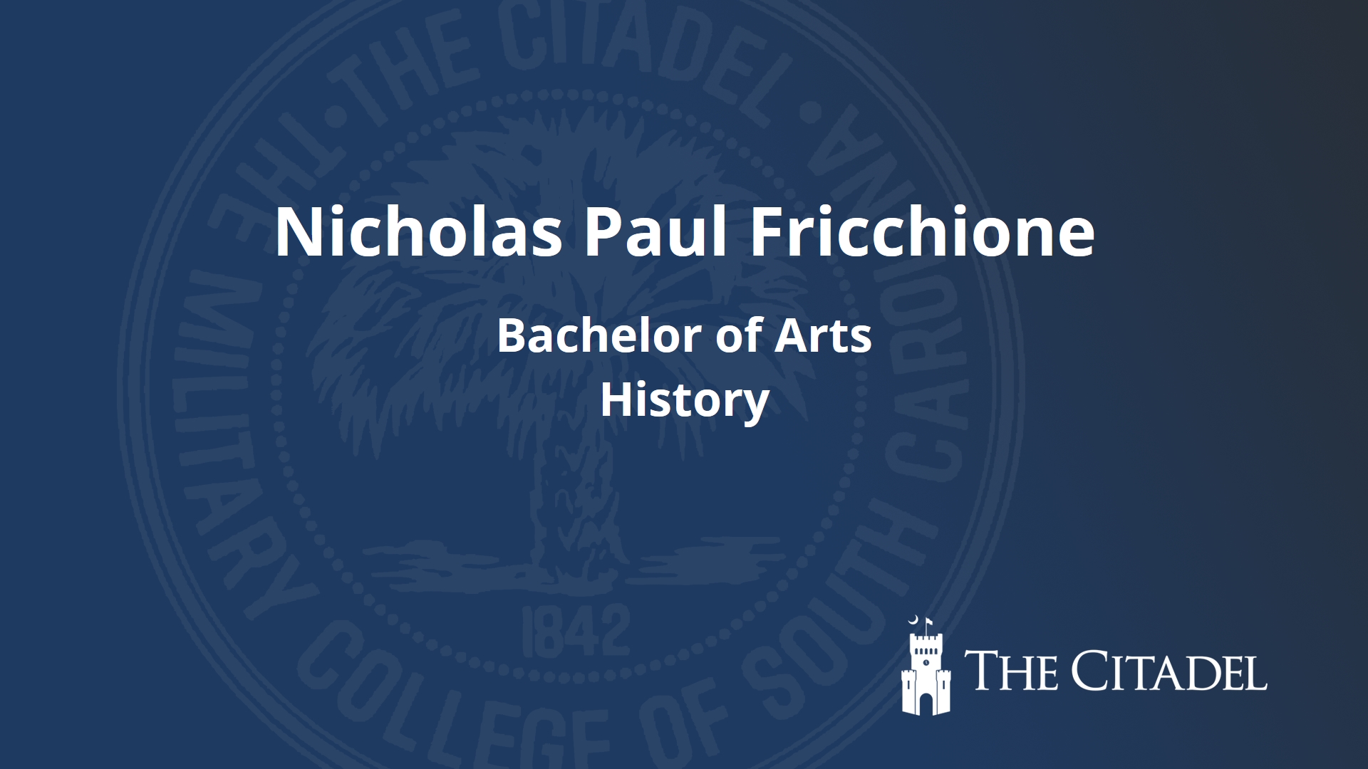 Nicholas Paul Fricchione - The Citadel Commencement 2024 Nicholas Paul Fricchione - The Citadel Commencement 2024