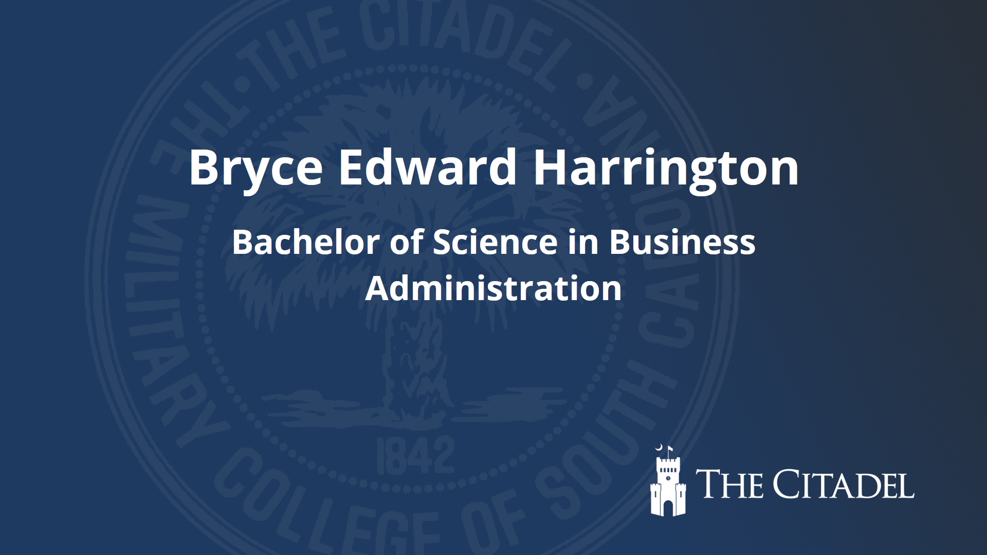 Bryce Edward Harrington - The Citadel Commencement