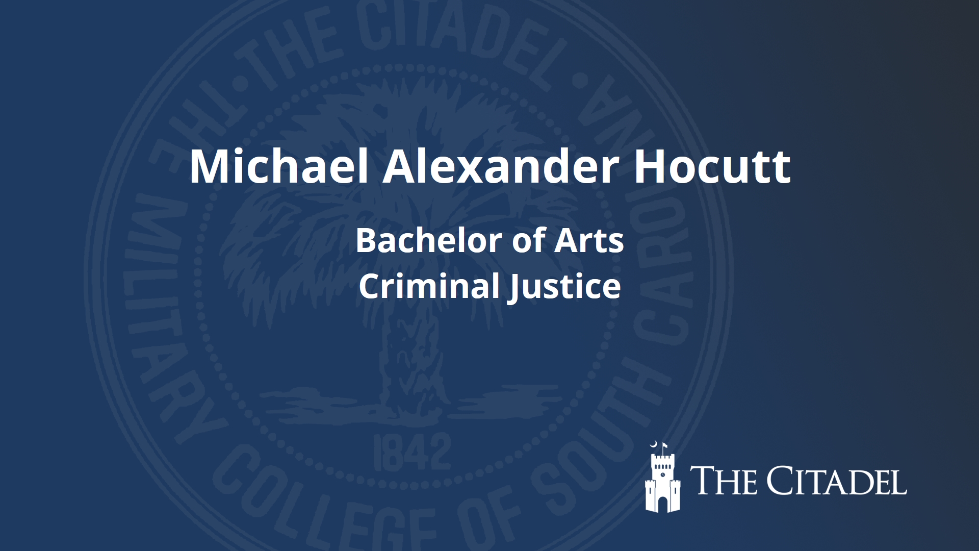 Michael Alexander Hocutt - The Citadel Commencement