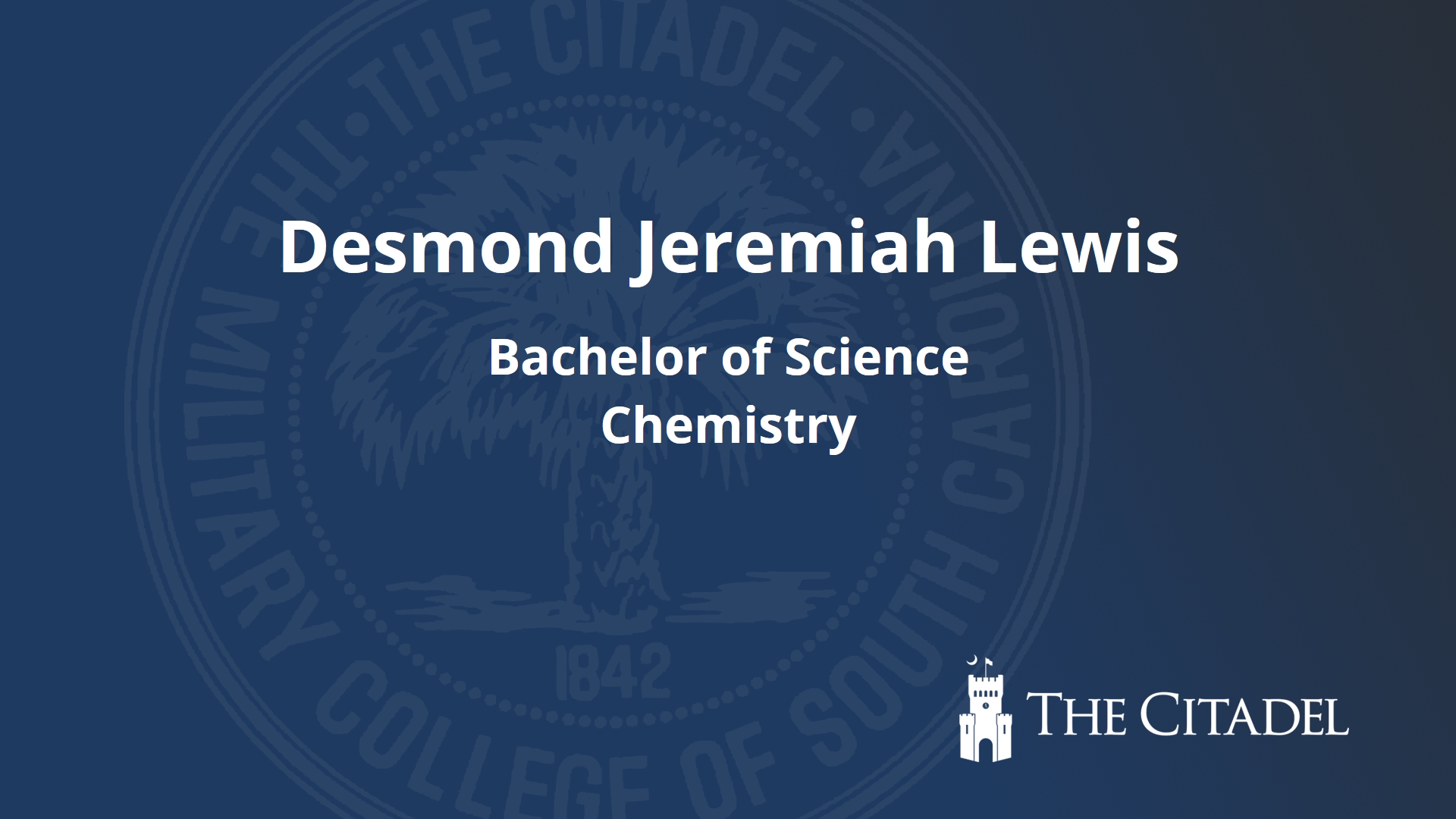 Desmond Jeremiah Lewis - The Citadel Commencement