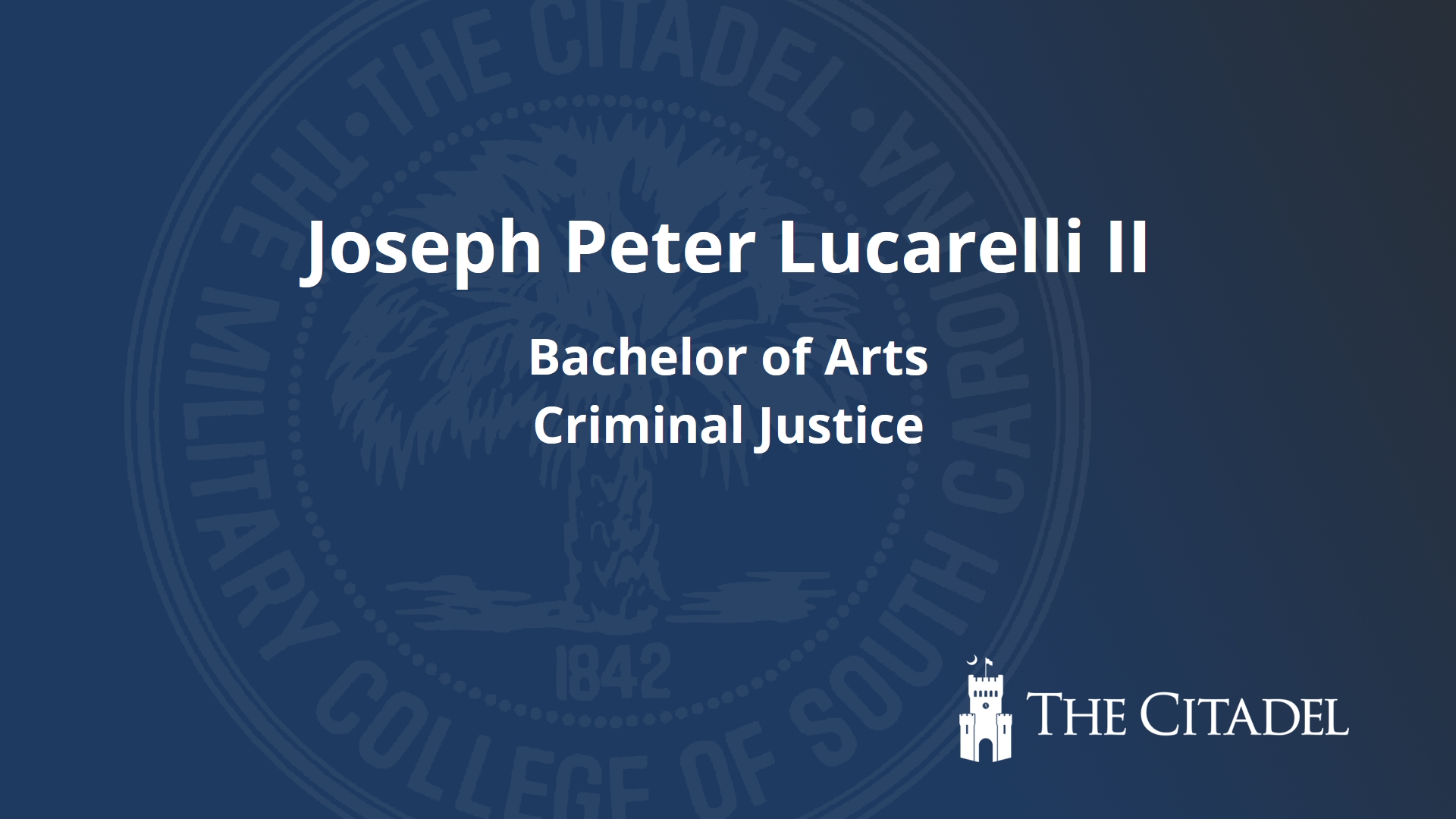 Joseph Peter Lucarelli II - The Citadel Commencement 2024