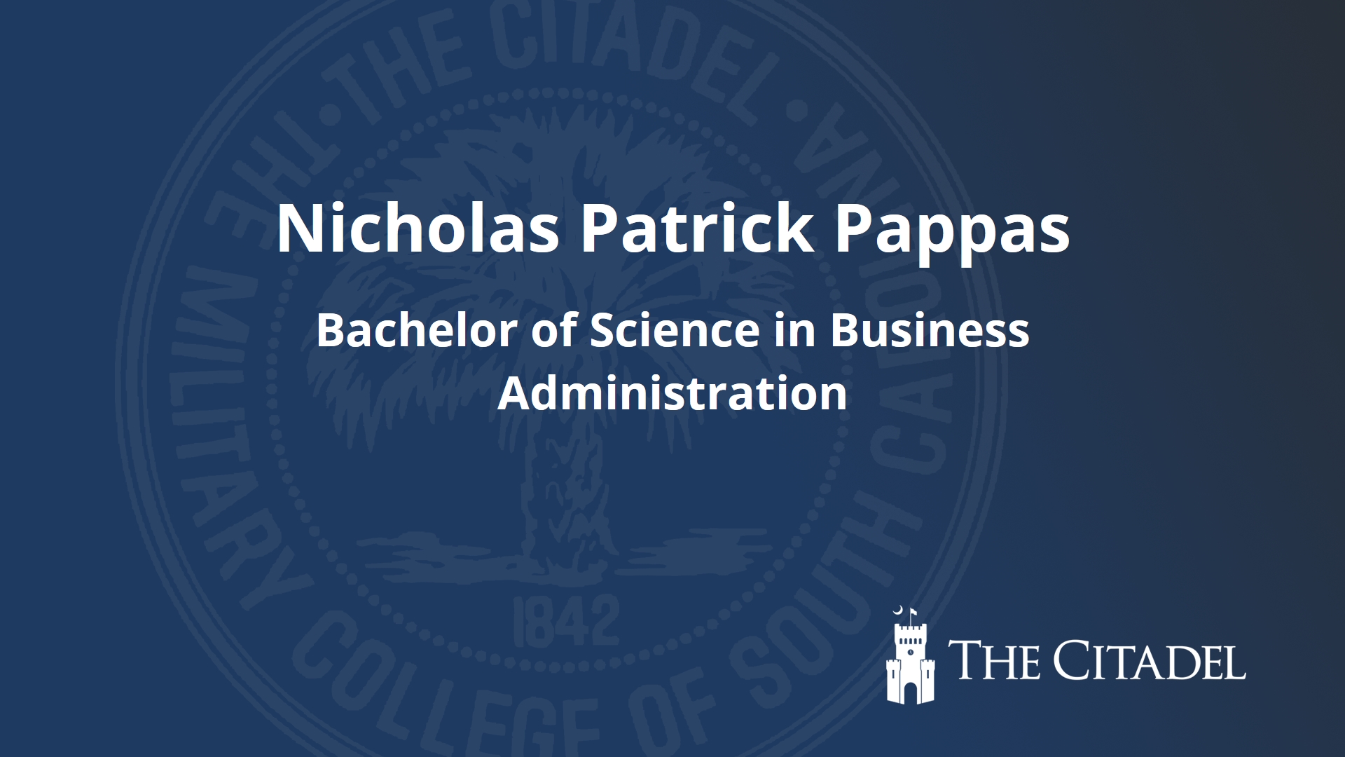 Nicholas Patrick Pappas - The Citadel Commencement
