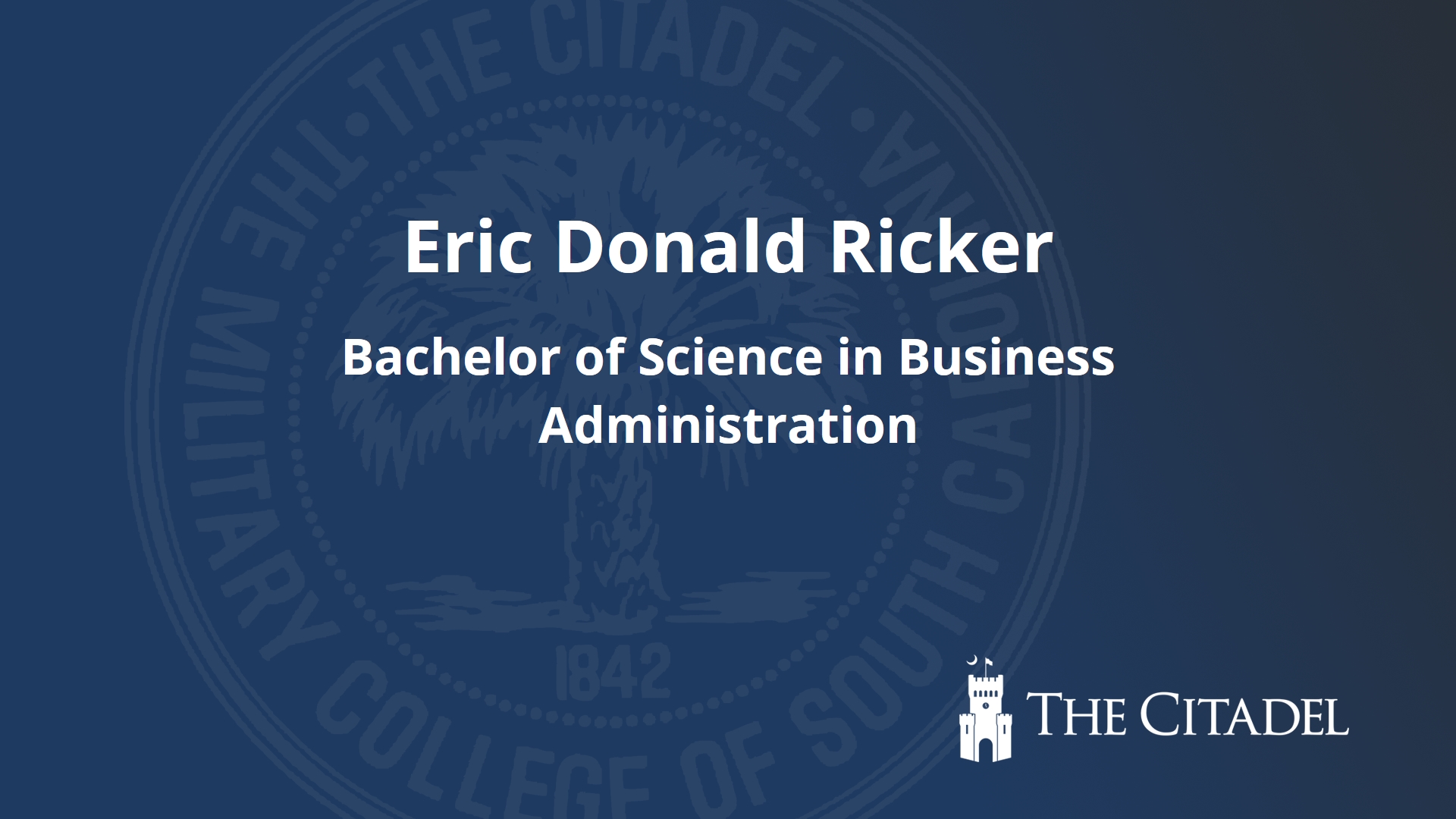 Eric Donald Ricker - The Citadel Commencement 2024