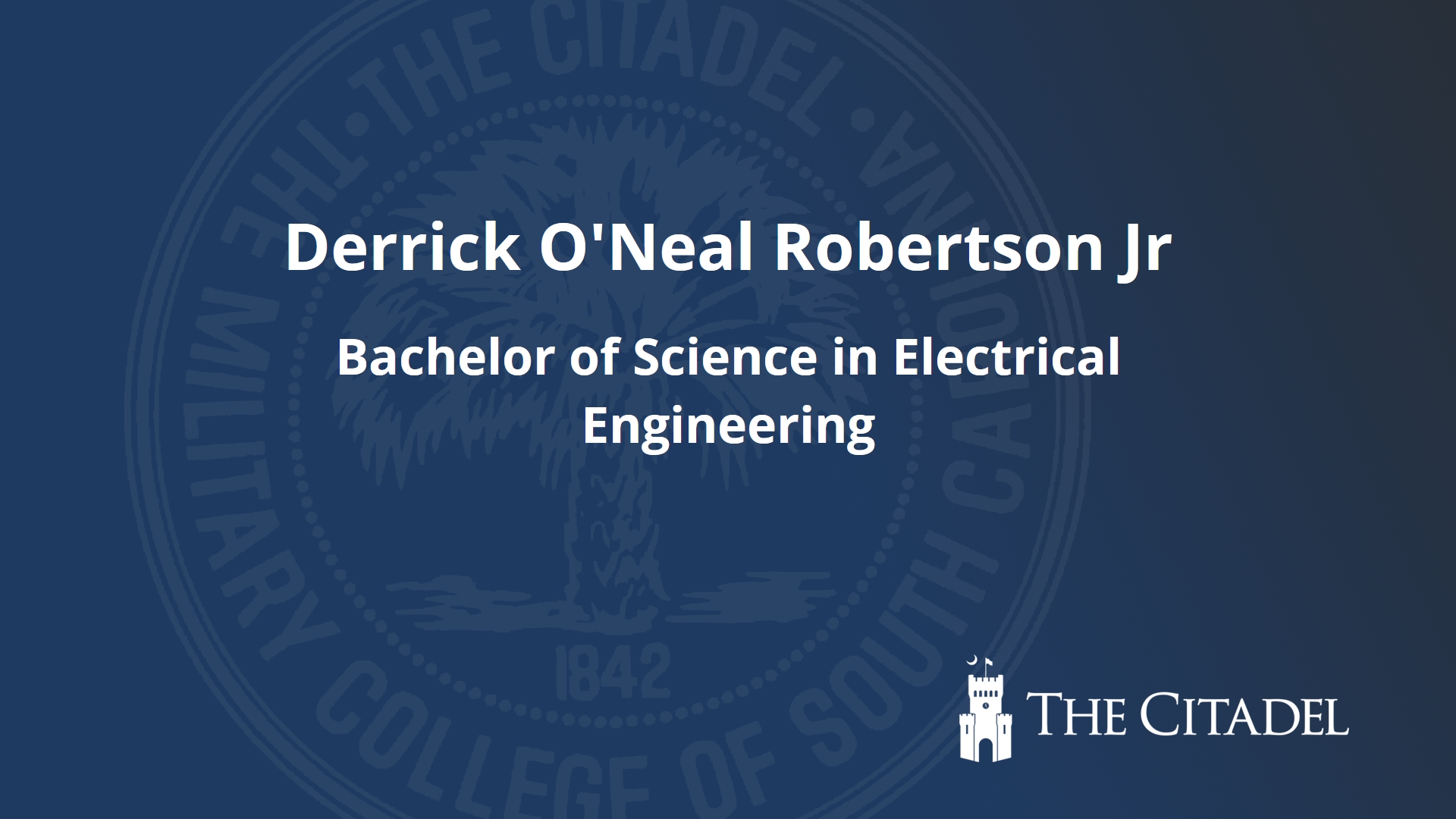 Derrick O'Neal Robertson Jr - The Citadel Commencement