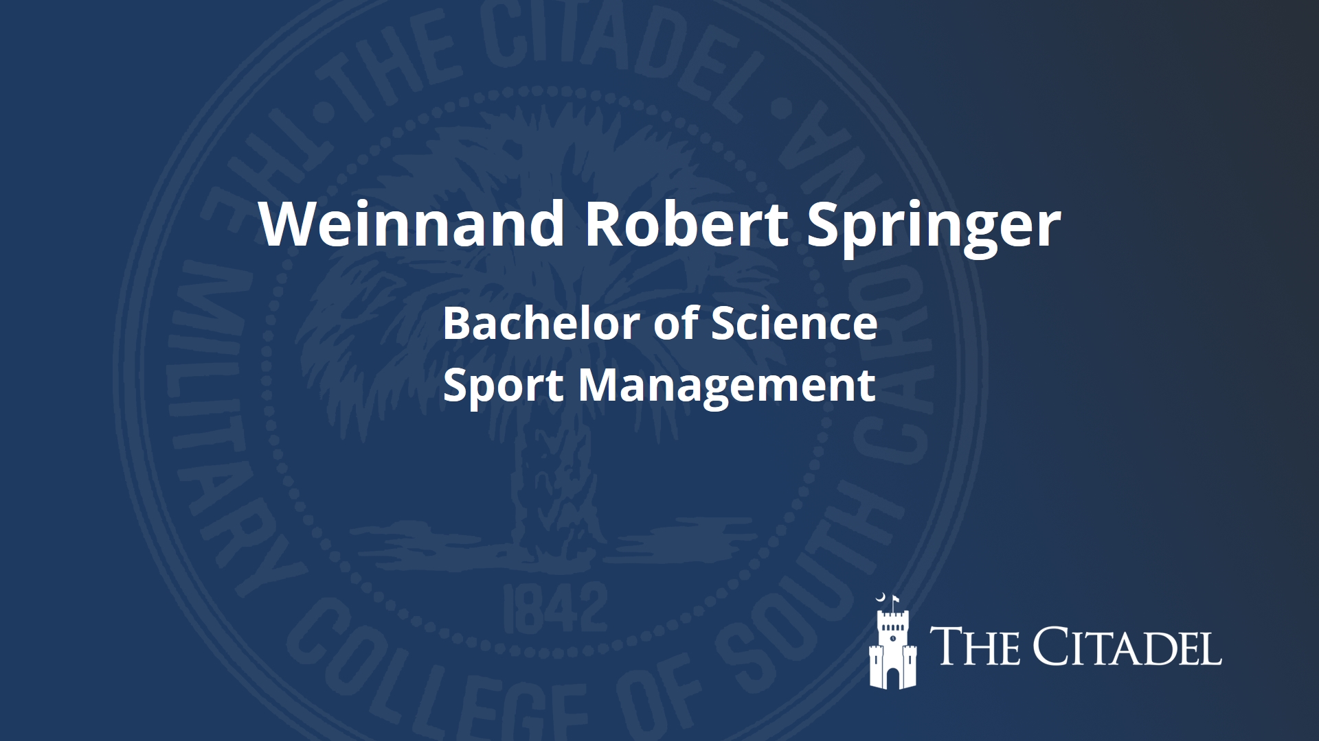 Weinnand Robert Springer - The Citadel Commencement