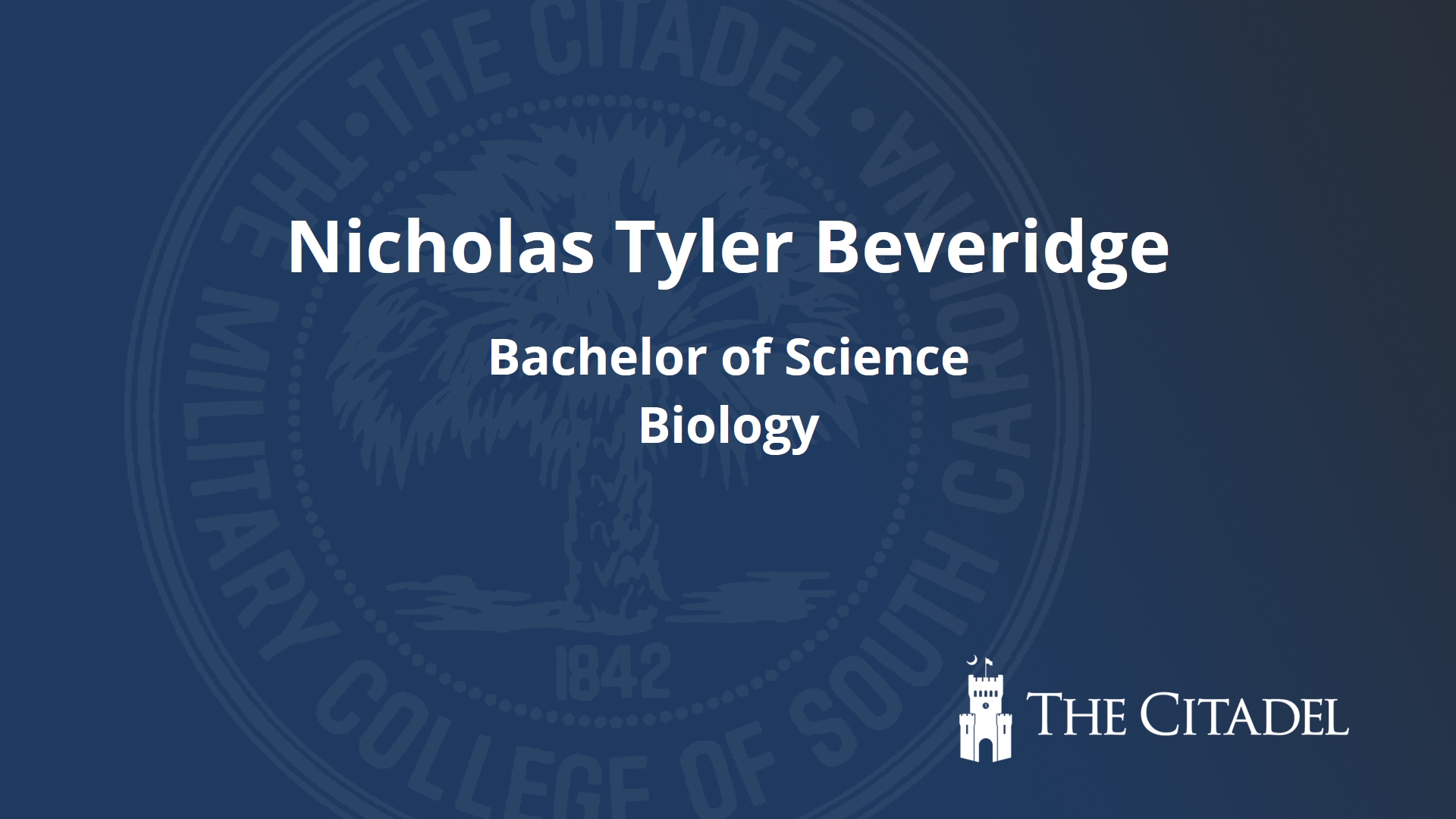 Nicholas Tyler Beveridge - The Citadel Commencement