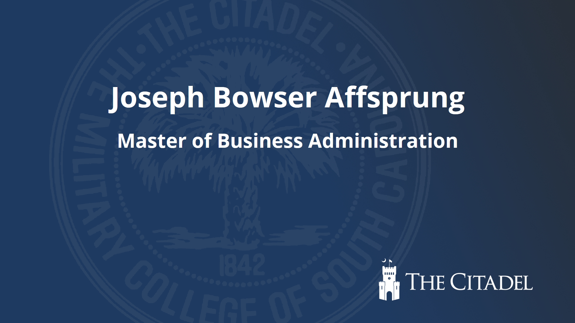 Joseph Bowser Affsprung - The Citadel Commencement