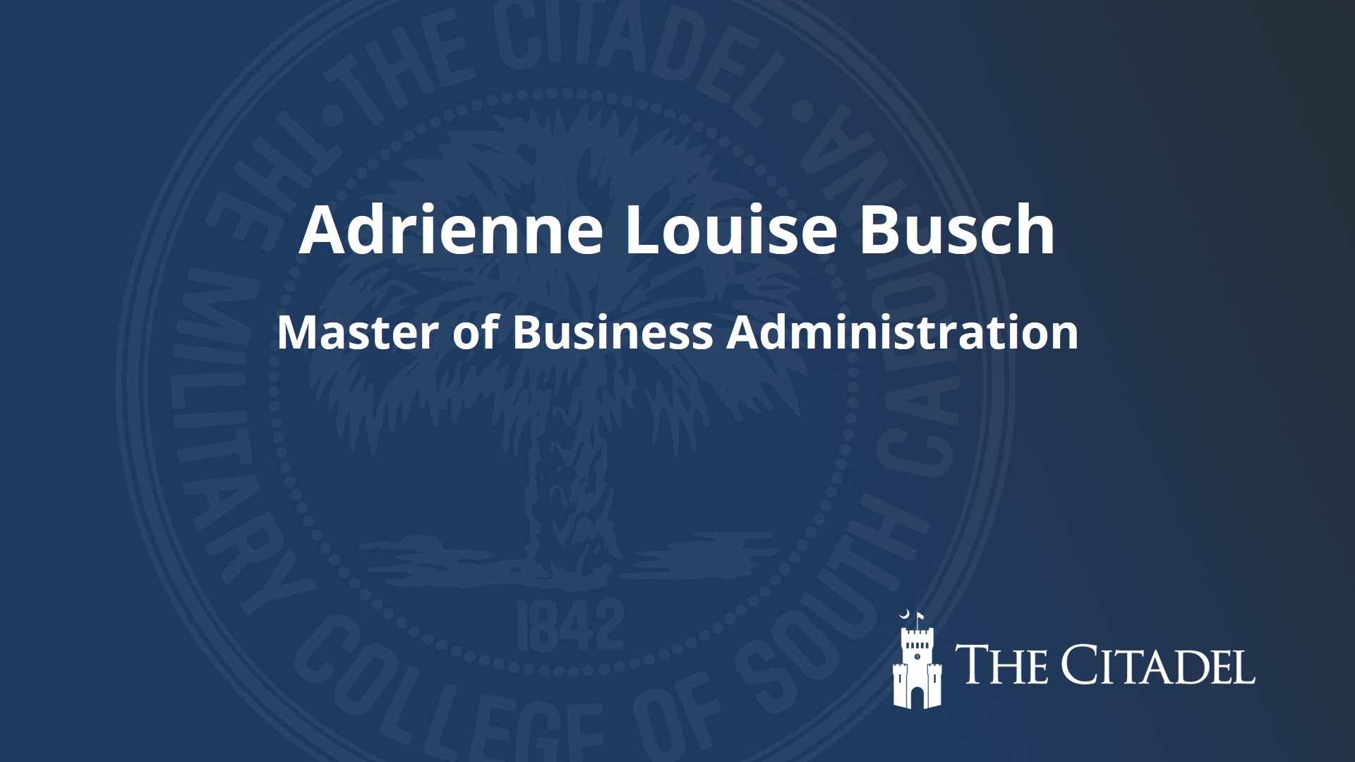 Adrienne Louise Busch - The Citadel Commencement