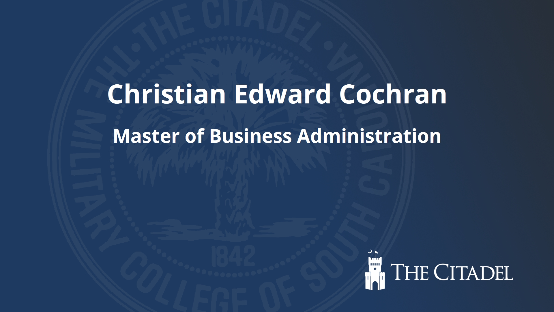 Christian Edward Cochran - The Citadel Commencement