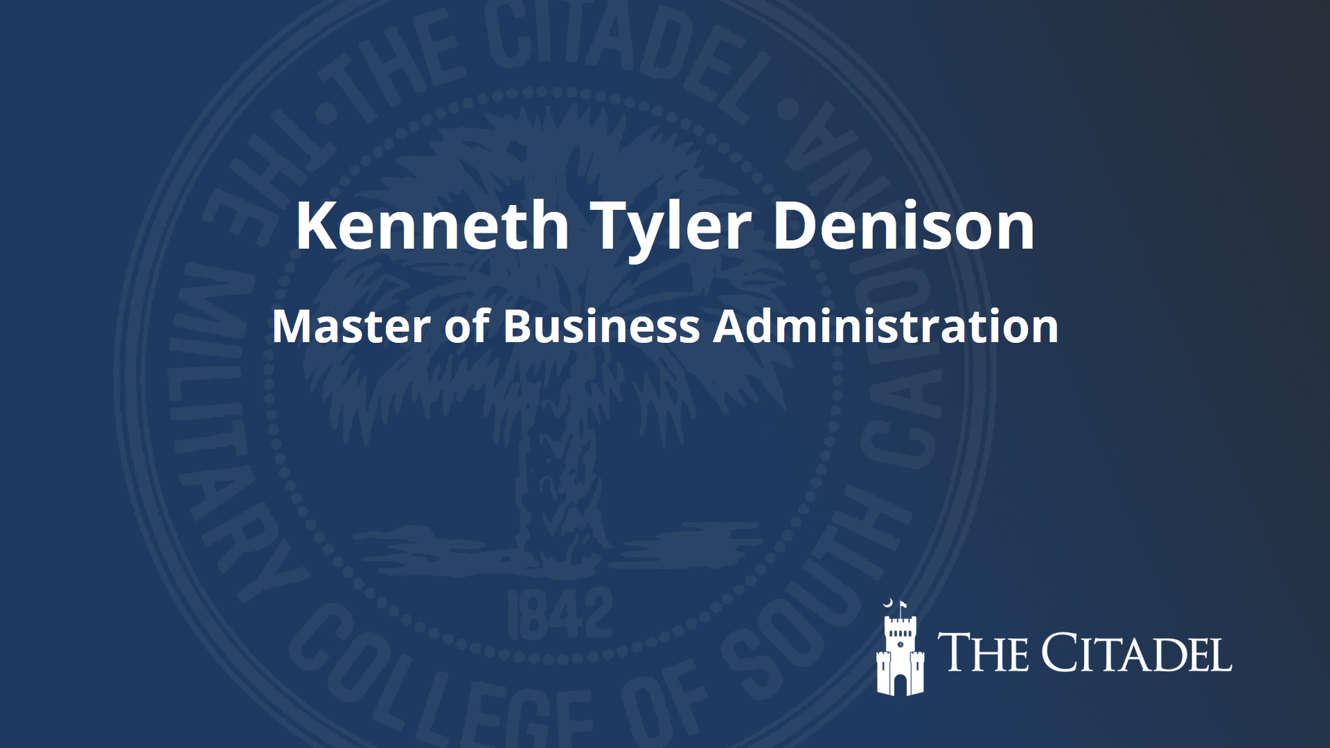 Kenneth Tyler Denison - The Citadel Commencement