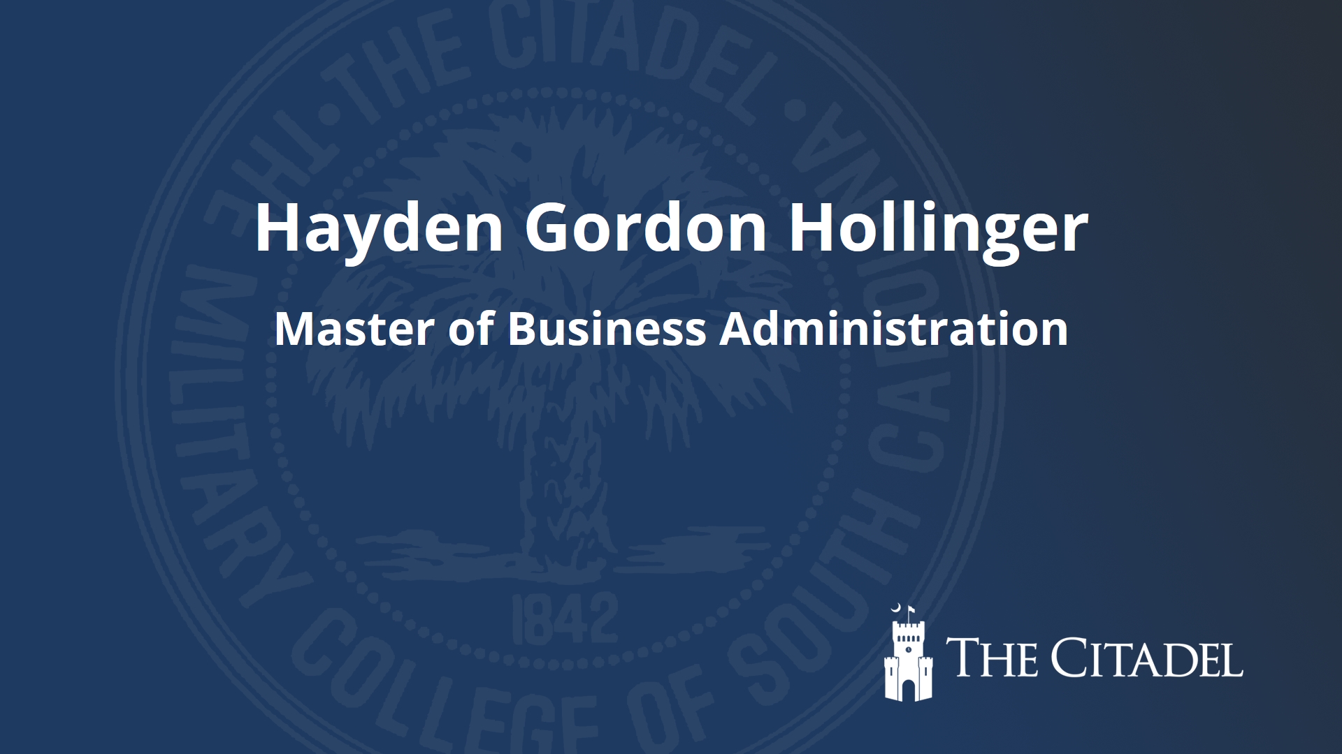 Hayden Gordon Hollinger - The Citadel Commencement