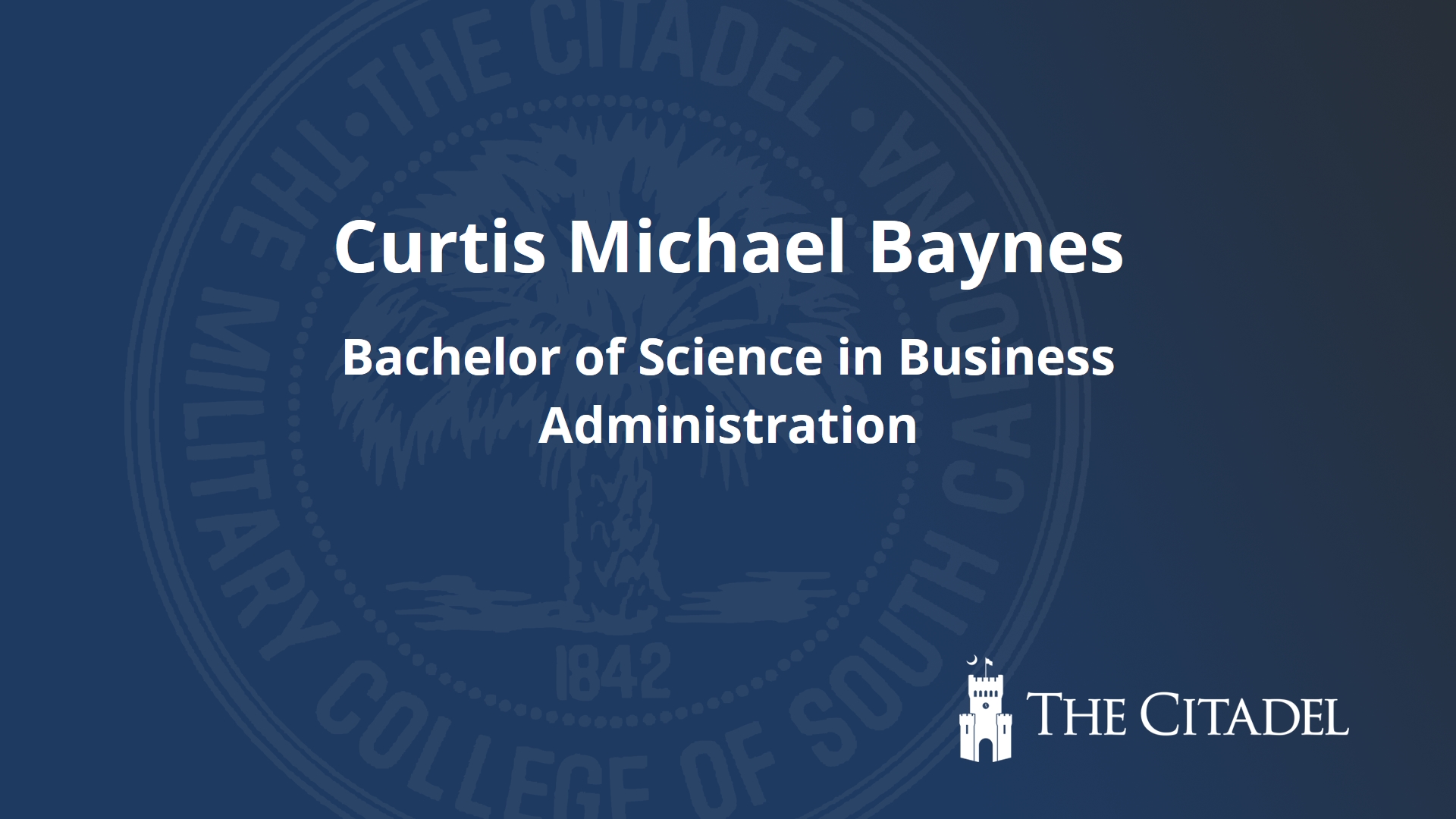 Curtis Michael Baynes - The Citadel Commencement