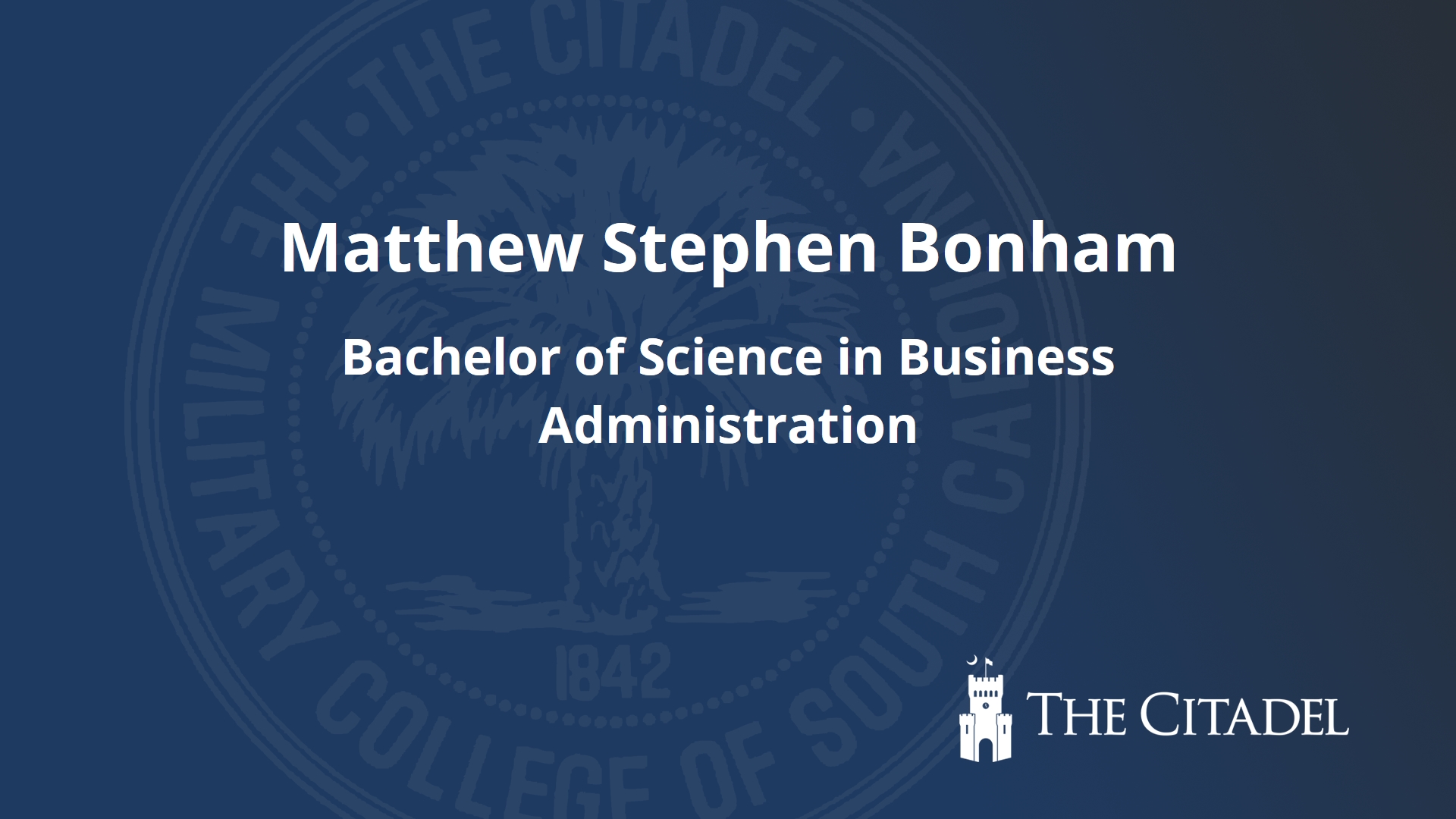 Matthew Stephen Bonham - The Citadel Commencement