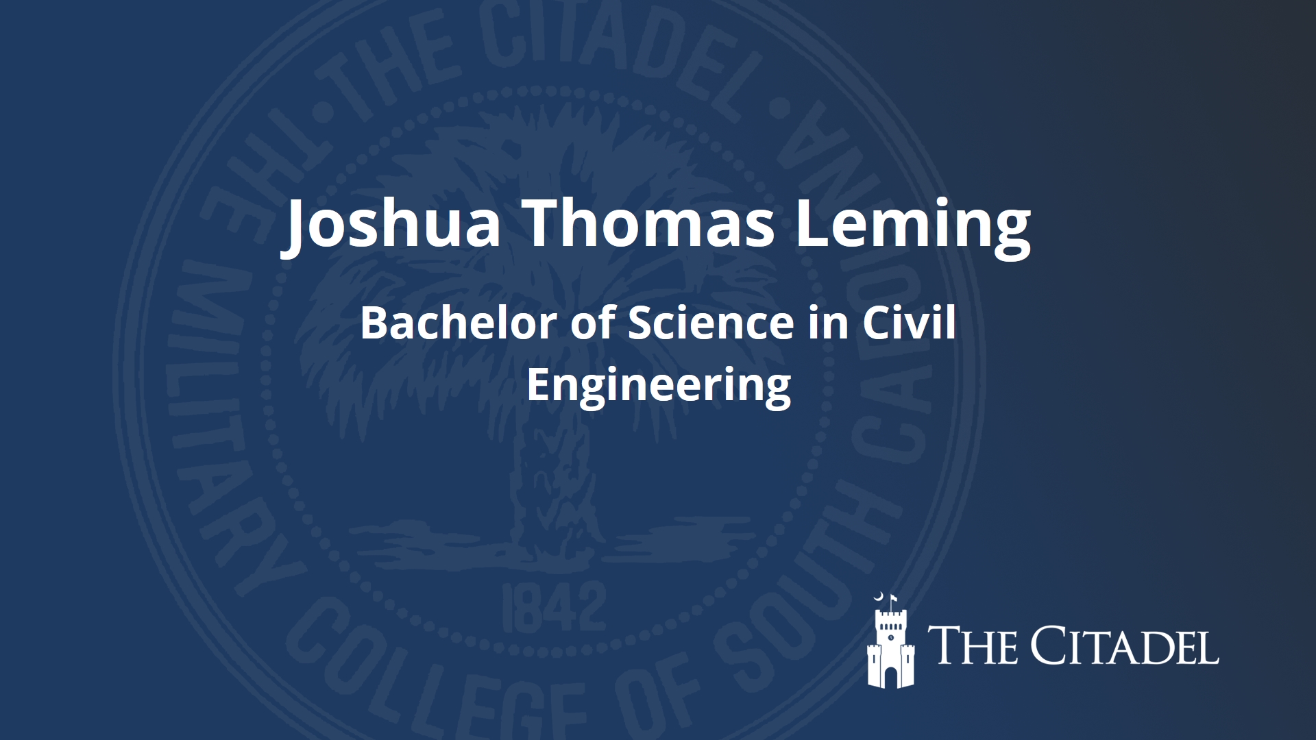 Joshua Thomas Leming - The Citadel Commencement