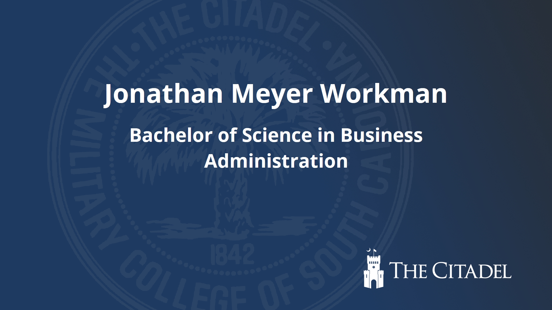 Jonathan Meyer Workman - The Citadel Commencement