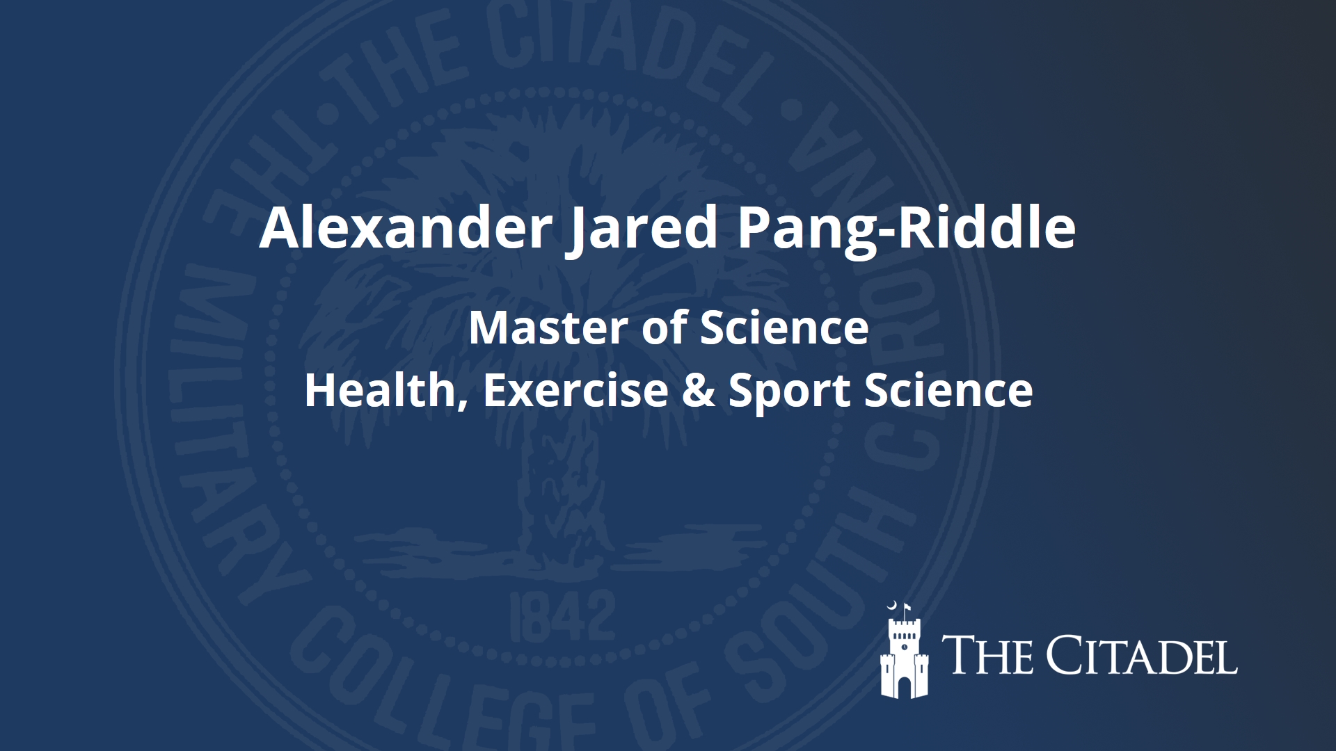 Alexander Jared Pang-Riddle - The Citadel Commencement