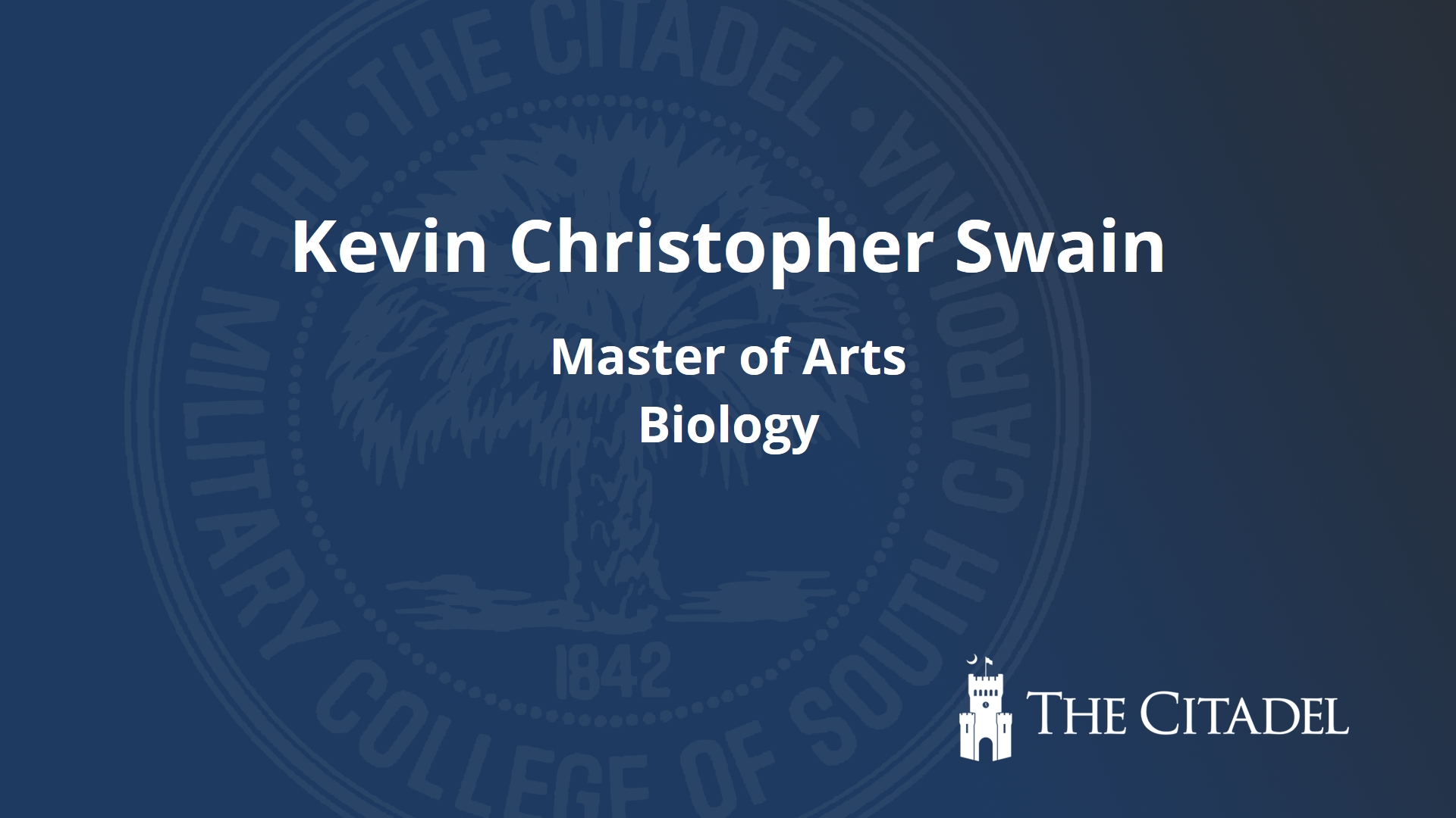 Kevin Christopher Swain - The Citadel Commencement