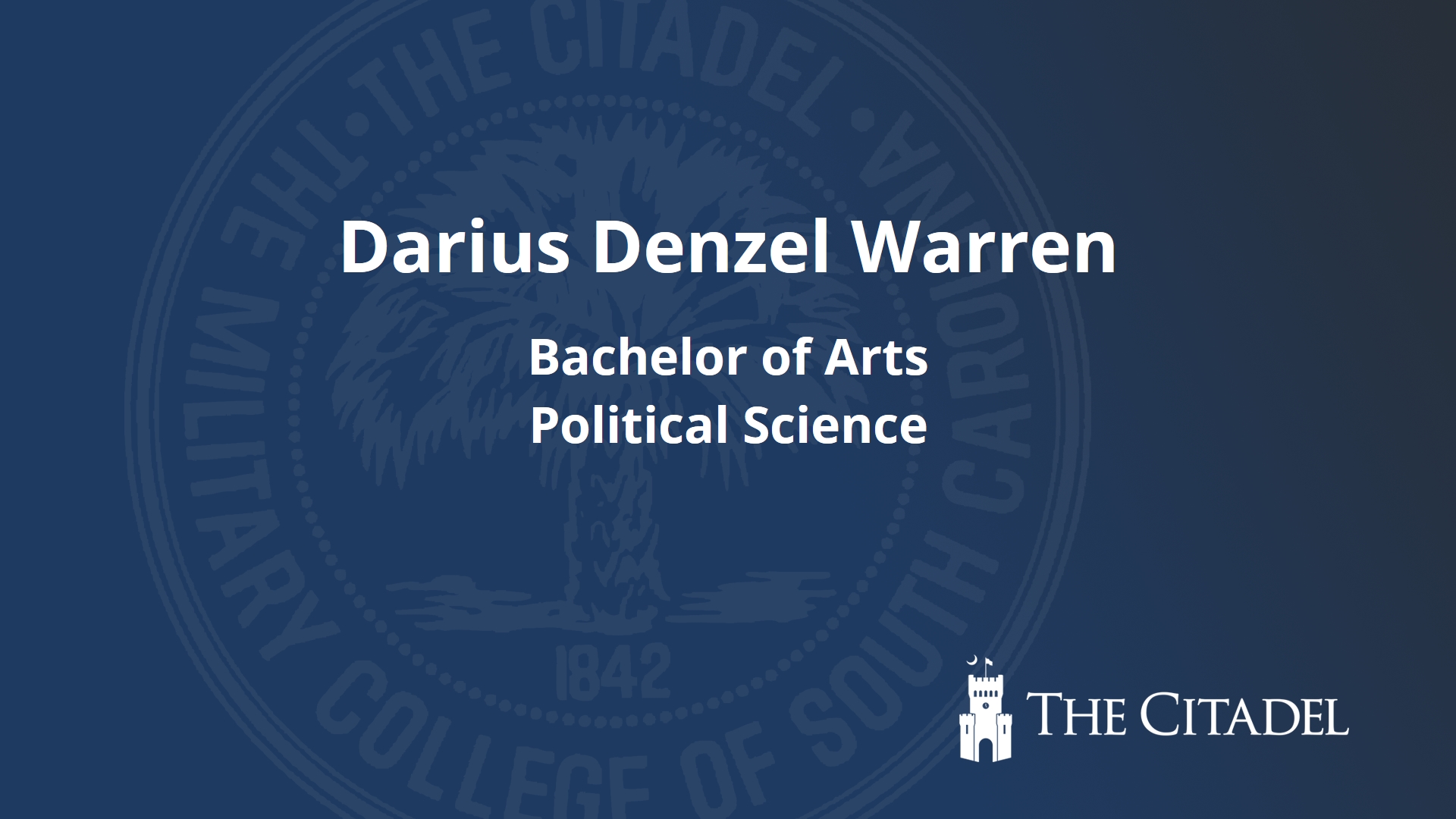 Darius Denzel Warren - The Citadel Commencement