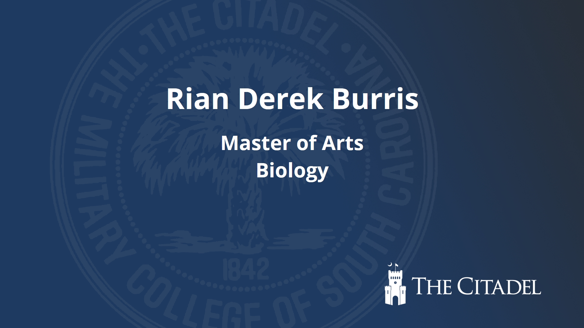 Rian Derek Burris - The Citadel Commencement